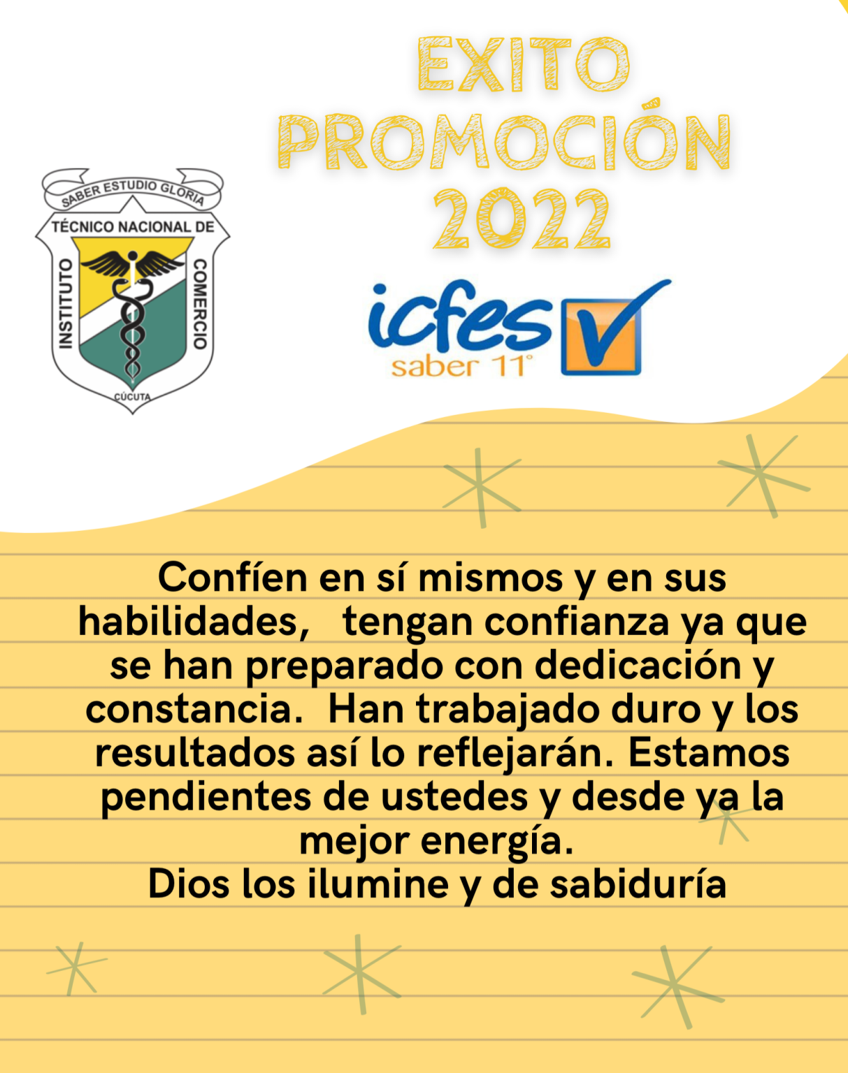 Éxito a nuestra Promoción 2022 en Pruebas Saber ICFES – Instituto Técnico Nacional de Comercio